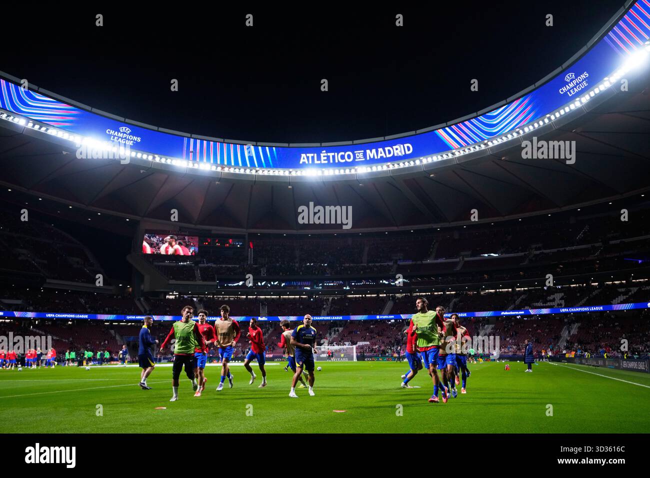 Atletico Madrid players warm up ahead of a Champions League opening ...