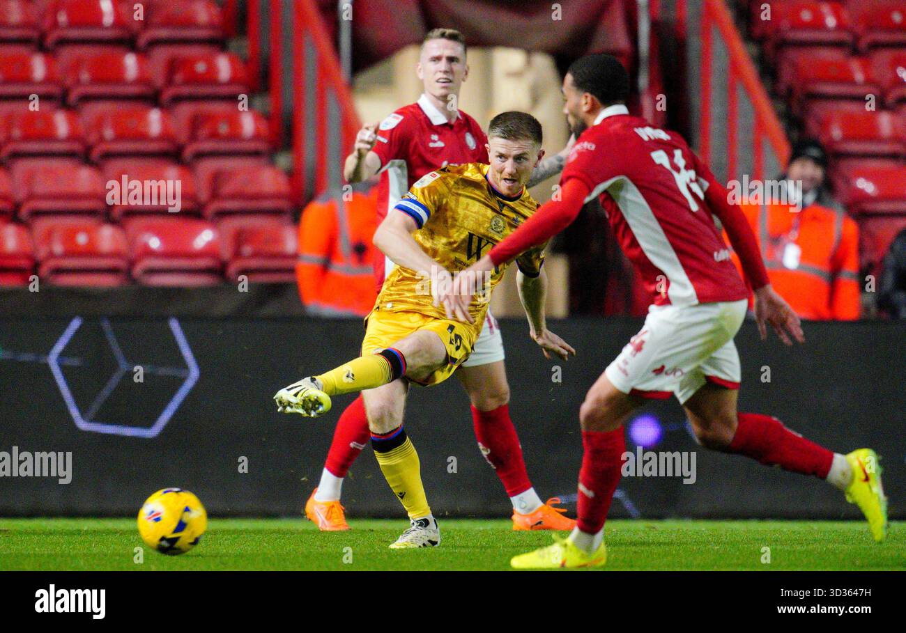 Blackburn Rovers' Scott Wharton (centre) passes the ball during the Sky ...