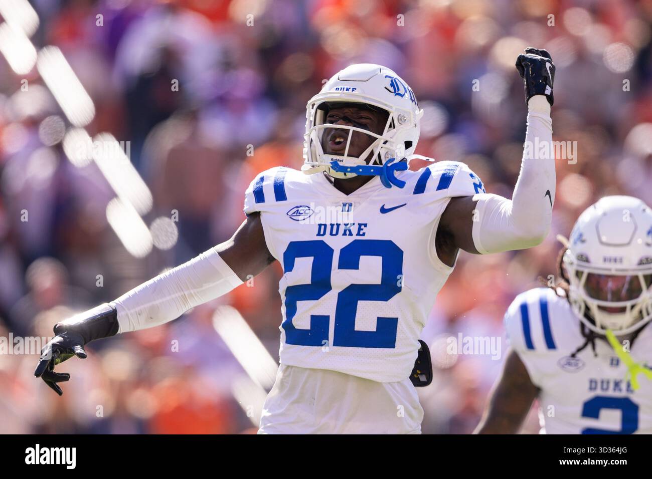 Duke cornerback Moussa Kane (22) celebrates during the first half of an ...