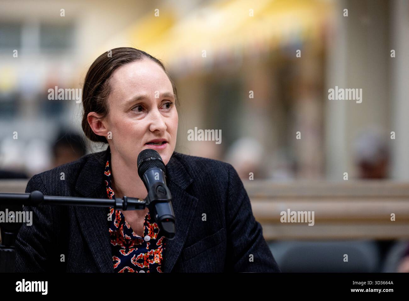 Seattle mayoral candidate Katie Wilson speaks during a climate forum ...