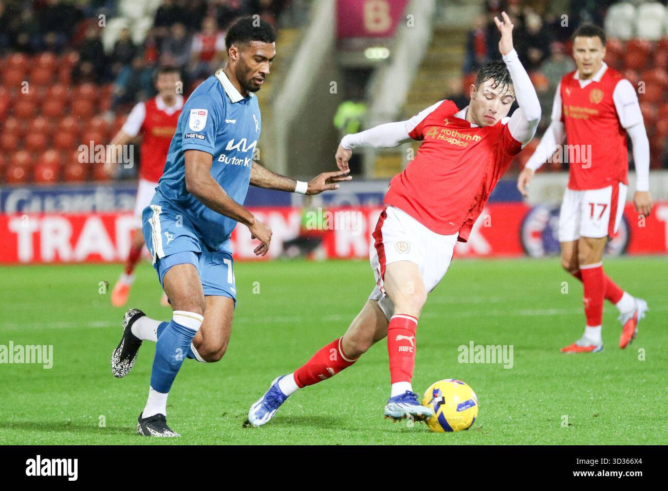 Dan Gore (44 Rotherham United) controls the ball during the EFL Sky Bet ...