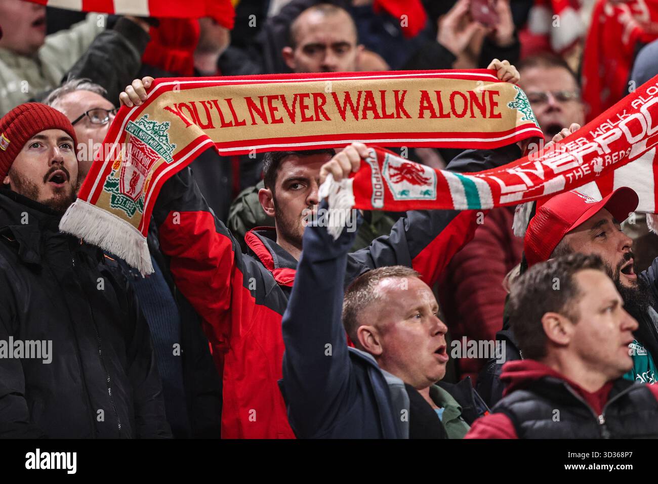 Liverpool fans sing ‘You’ll Never Walk Alone’ before the start of the ...