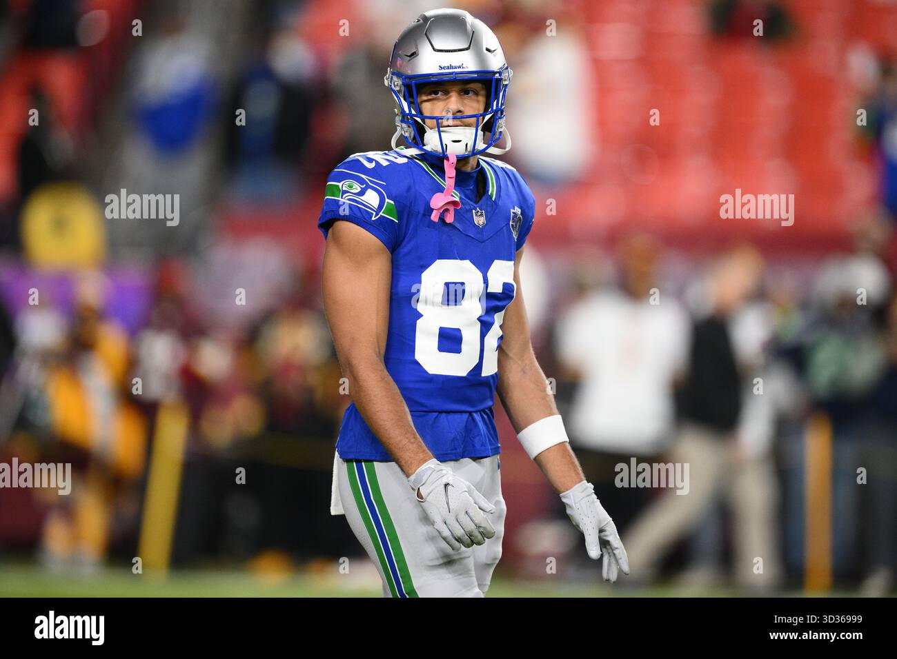 Seattle Seahawks wide receiver Cody White (82) warms up before an NFL ...