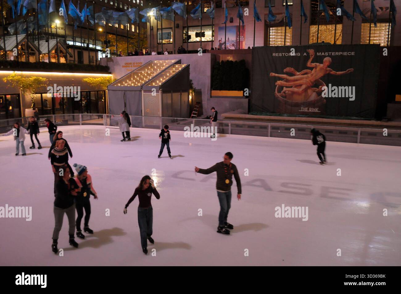 November 3, 2025, New York, United States: People ice skate in the ...