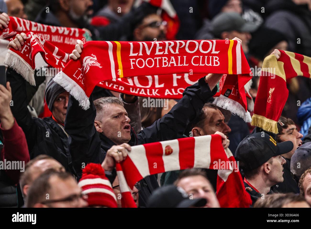 Liverpool fans sing ‘You’ll Never Walk Alone’ before the start of the ...