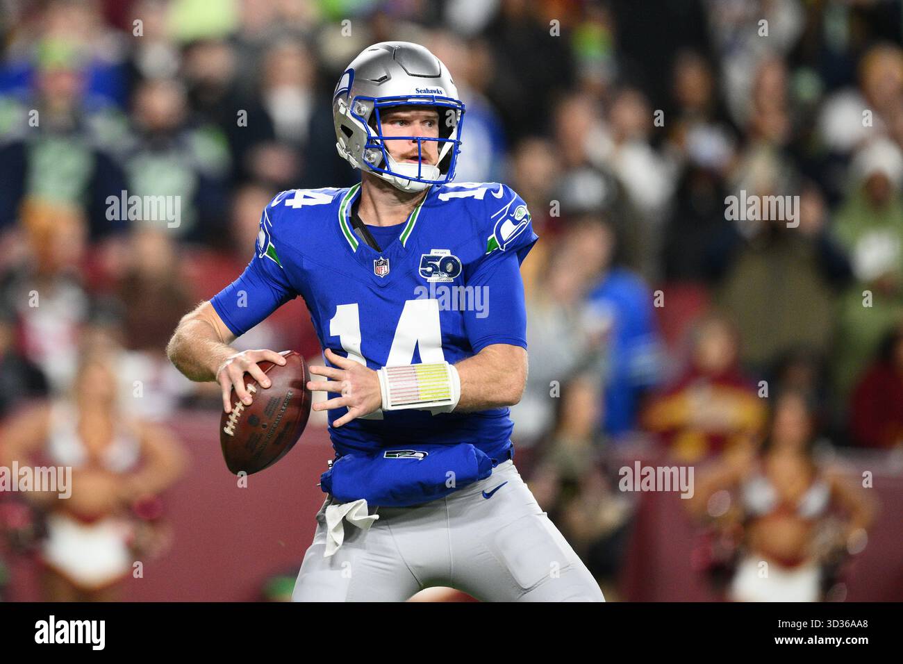 Seattle Seahawks quarterback Sam Darnold (14) in action during the ...
