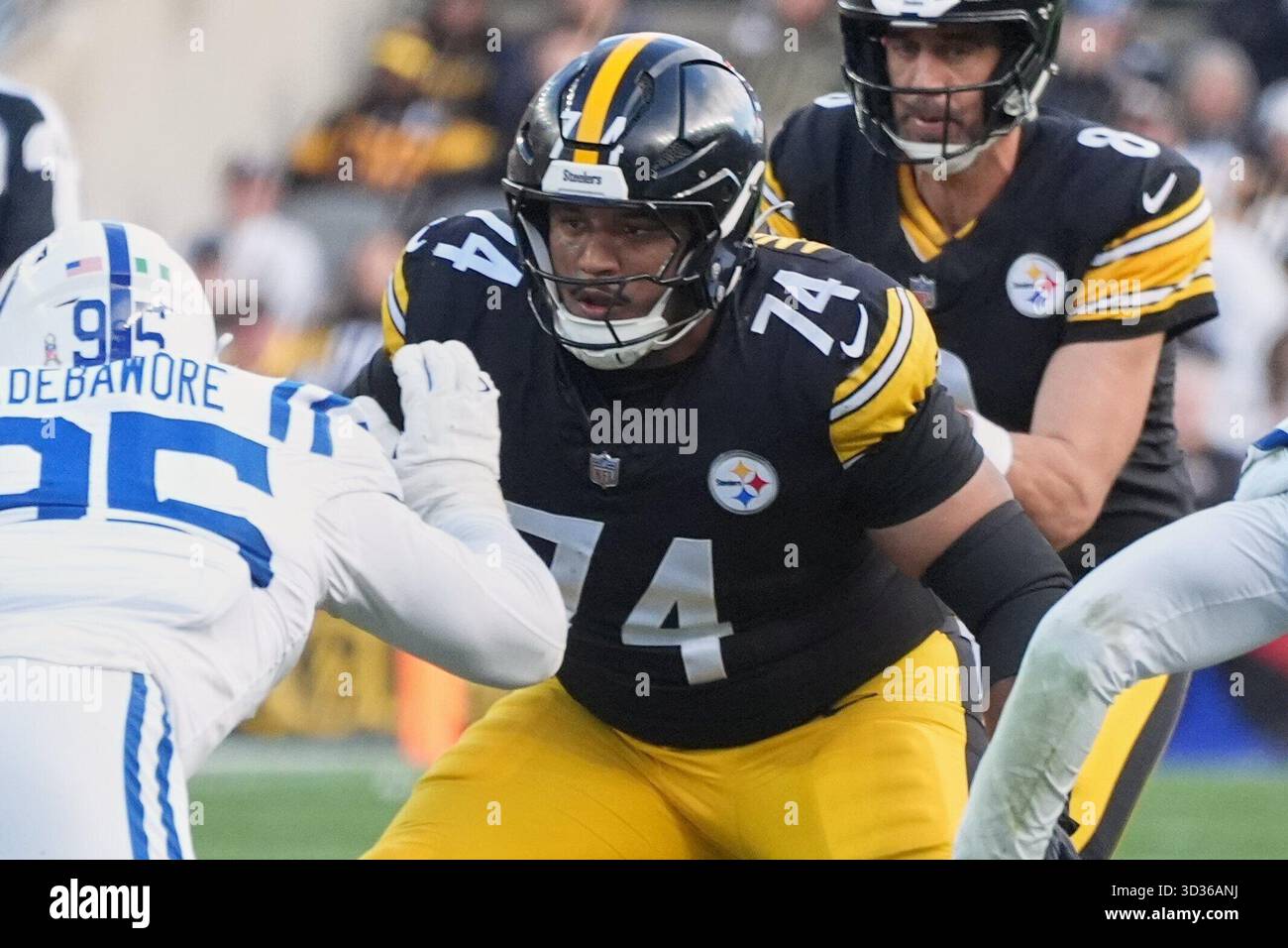 Pittsburgh Steelers guard Spencer Anderson (74) blocks during an NFL ...