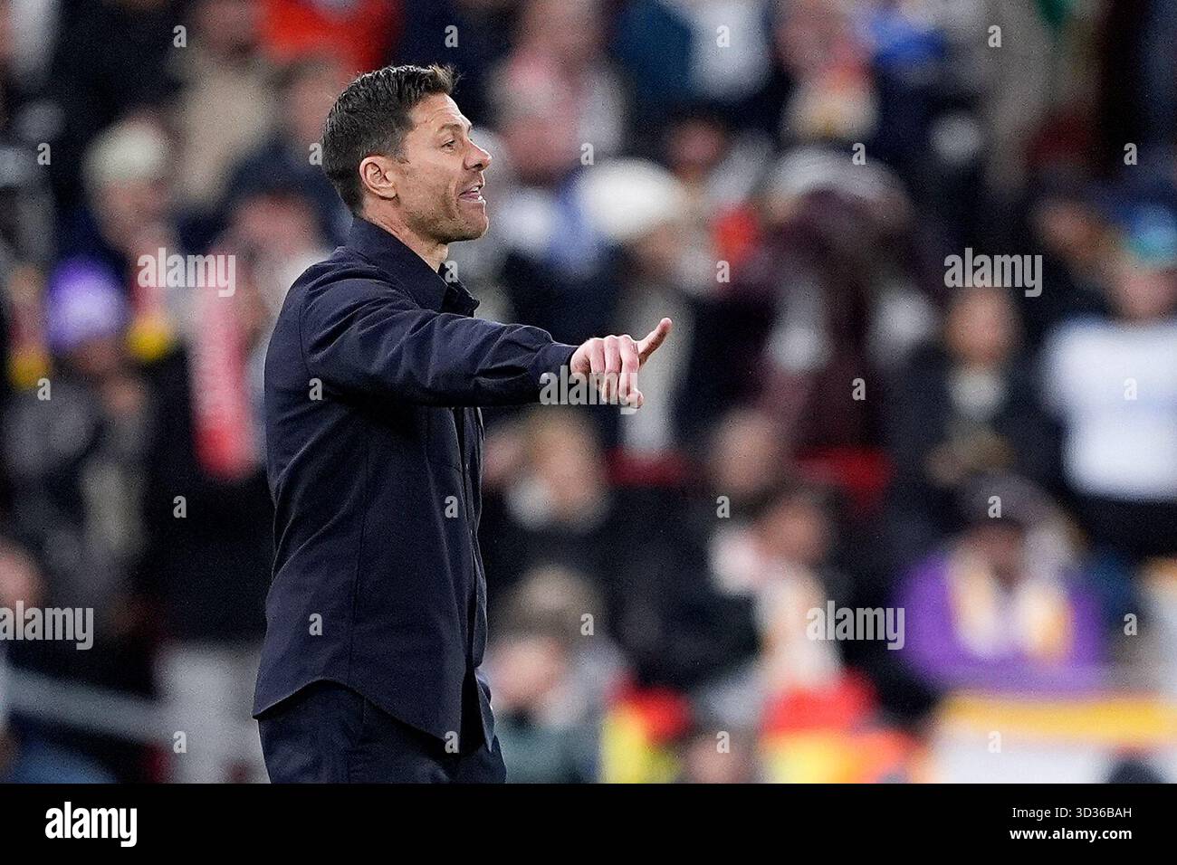 Real Madrid manager Xabi Alonso gestures on the touchline during the ...