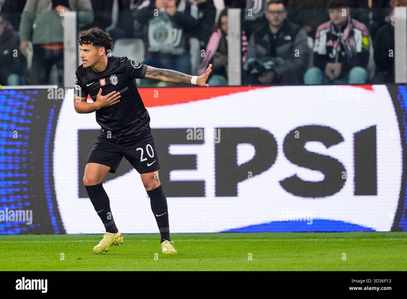 Sporting's Maximiliano Araujo celebrates after scoring the 0-1 goal for ...