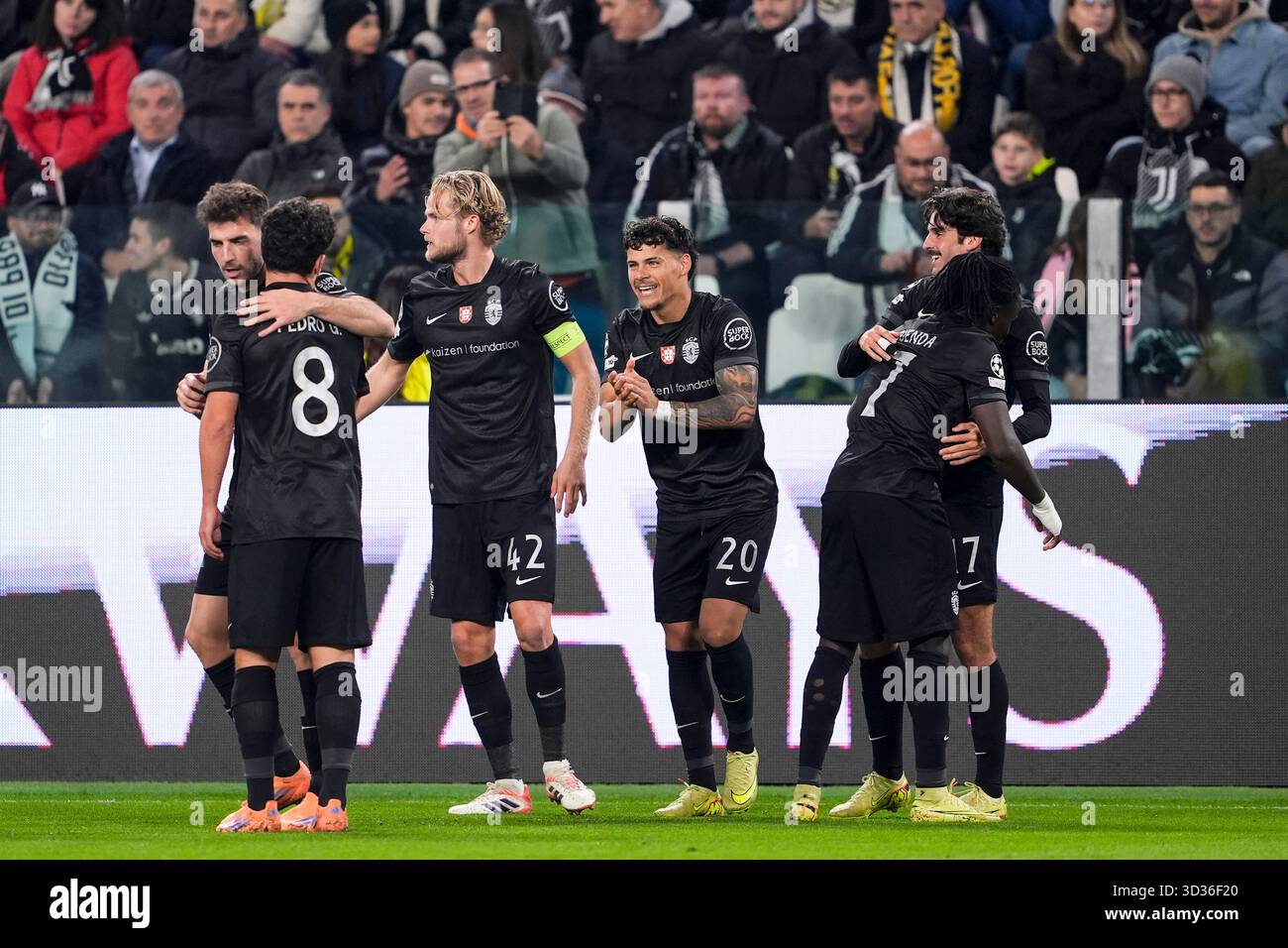 Sporting's Maximiliano Araujo celebrates after scoring the 0-1 goal for ...