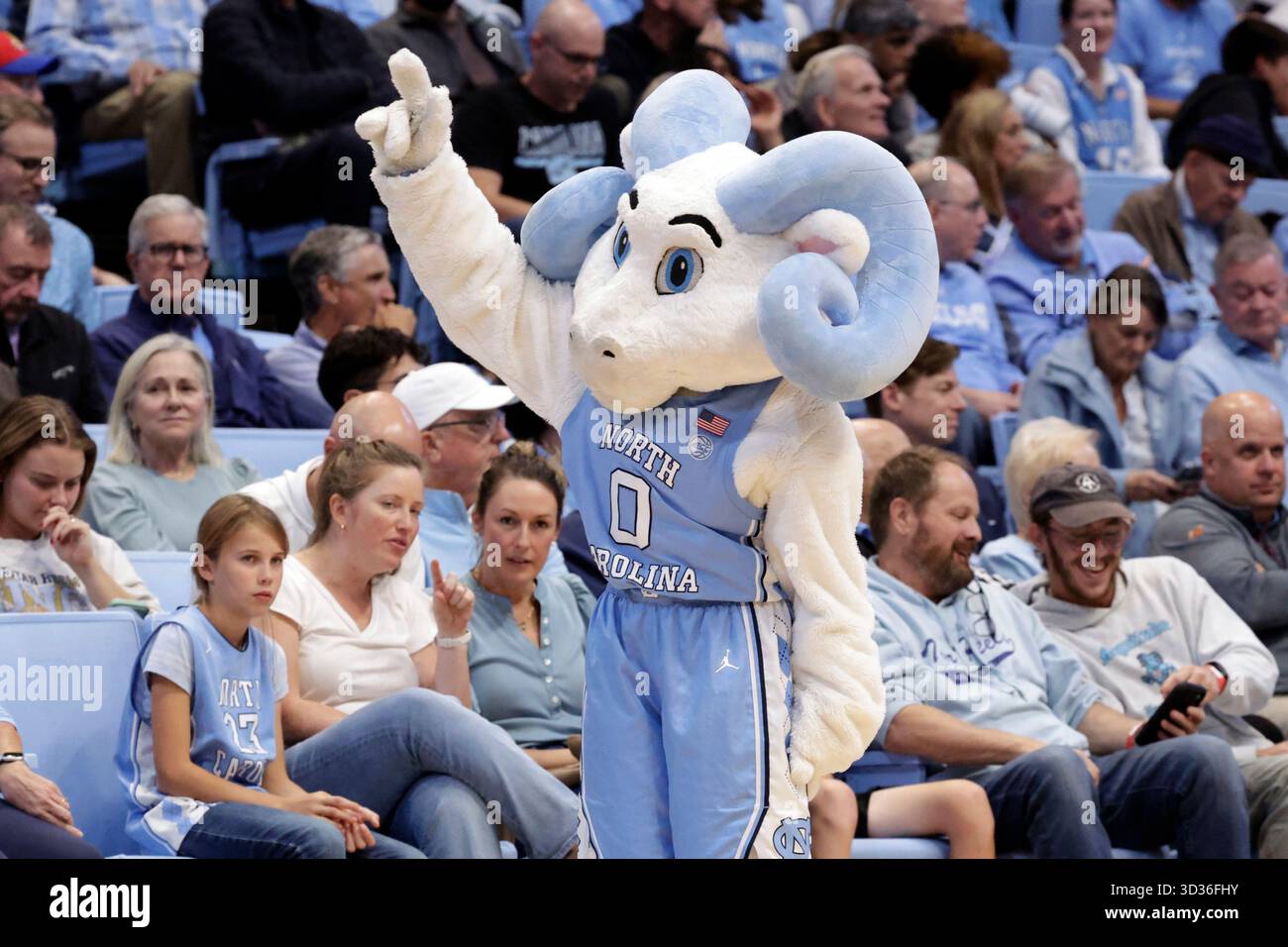 The North Carolina mascot cheers on the team during the second half of ...