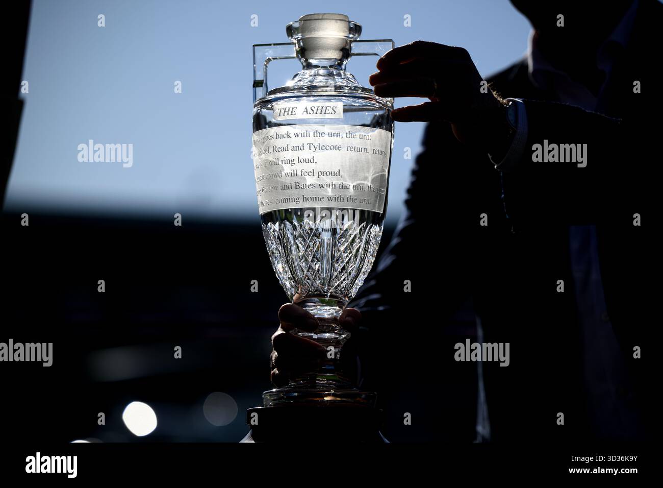 The MCC Waterford Crystal Trophy is seen during the launch of the Ashes ...