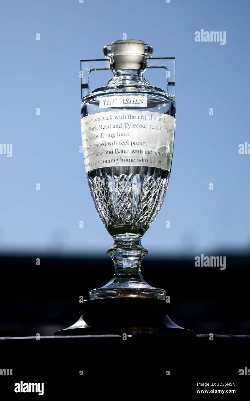 The MCC Waterford Crystal Trophy is seen during the launch of the Ashes ...
