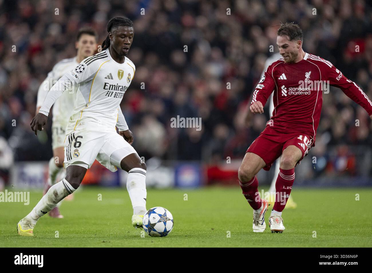 LIVERPOOL, ENGLAND - NOVEMBER 01: Eduardo Camavinga of Real Madrid ...