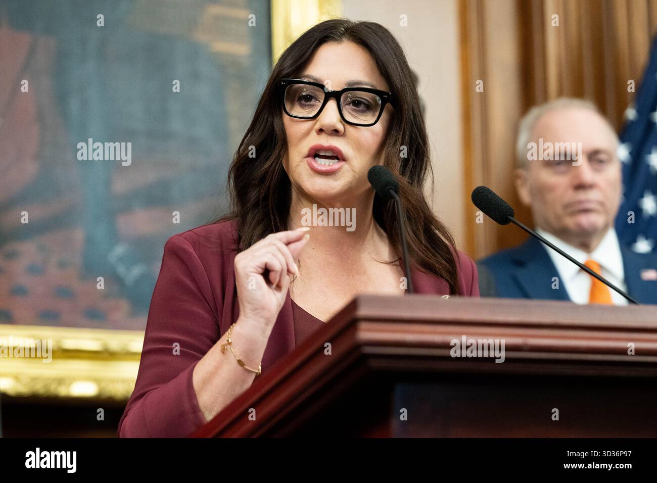 U.S. Secretary of Labor Lori Chavez-DeRemer speaking at a press ...