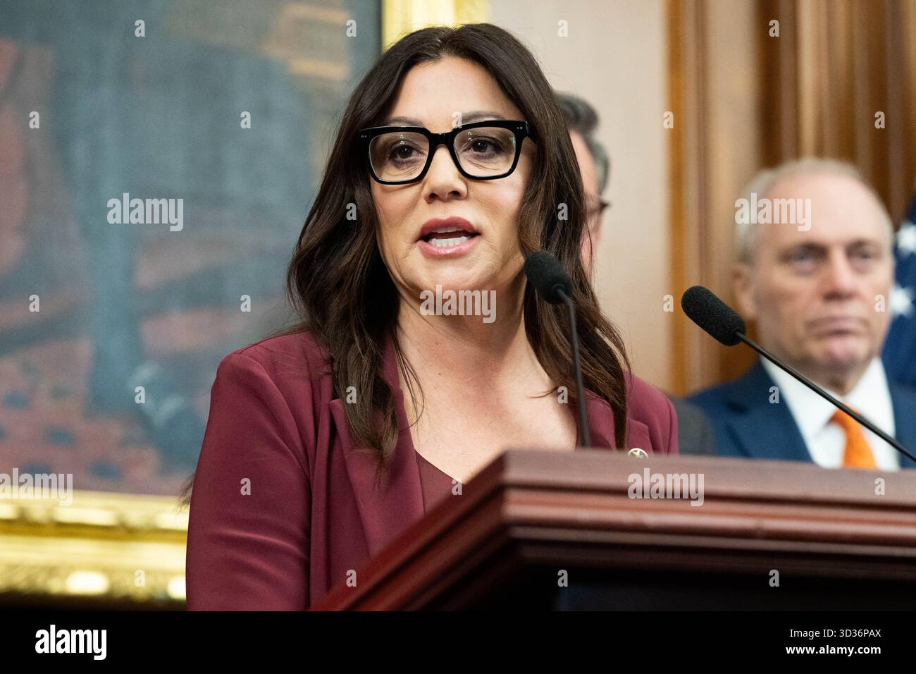 U.S. Secretary of Labor Lori Chavez-DeRemer speaking at a press conference at the U.S. Capitol ...
