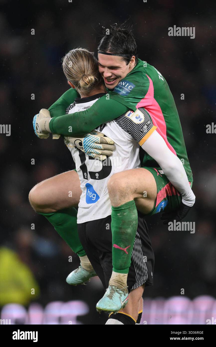 Derby County's Lars-Jorgen Salvesen (left) celebrates scoring his sides ...