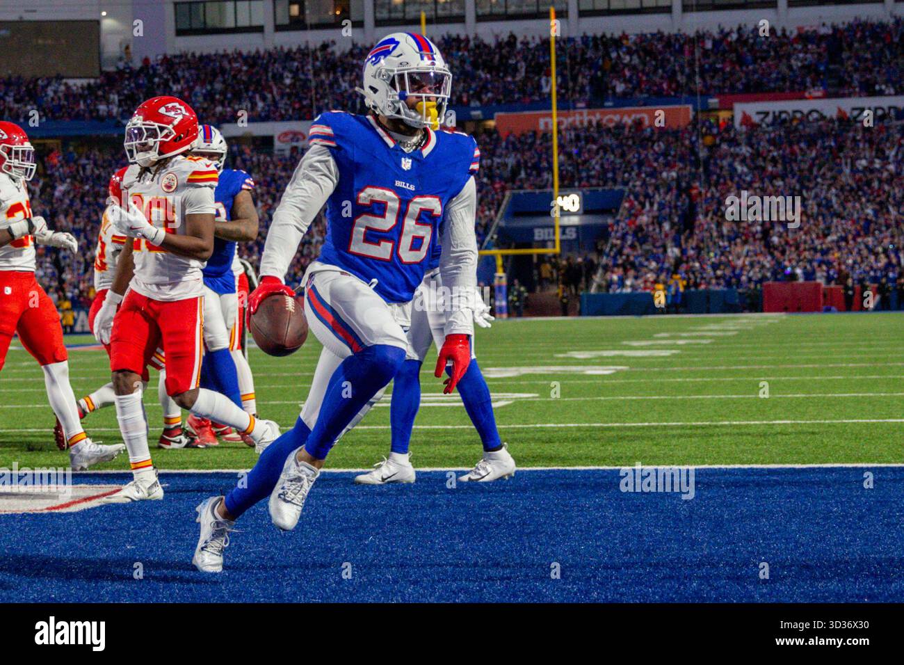 Buffalo Bills running back Ty Johnson (26) celebrates during an NFL ...