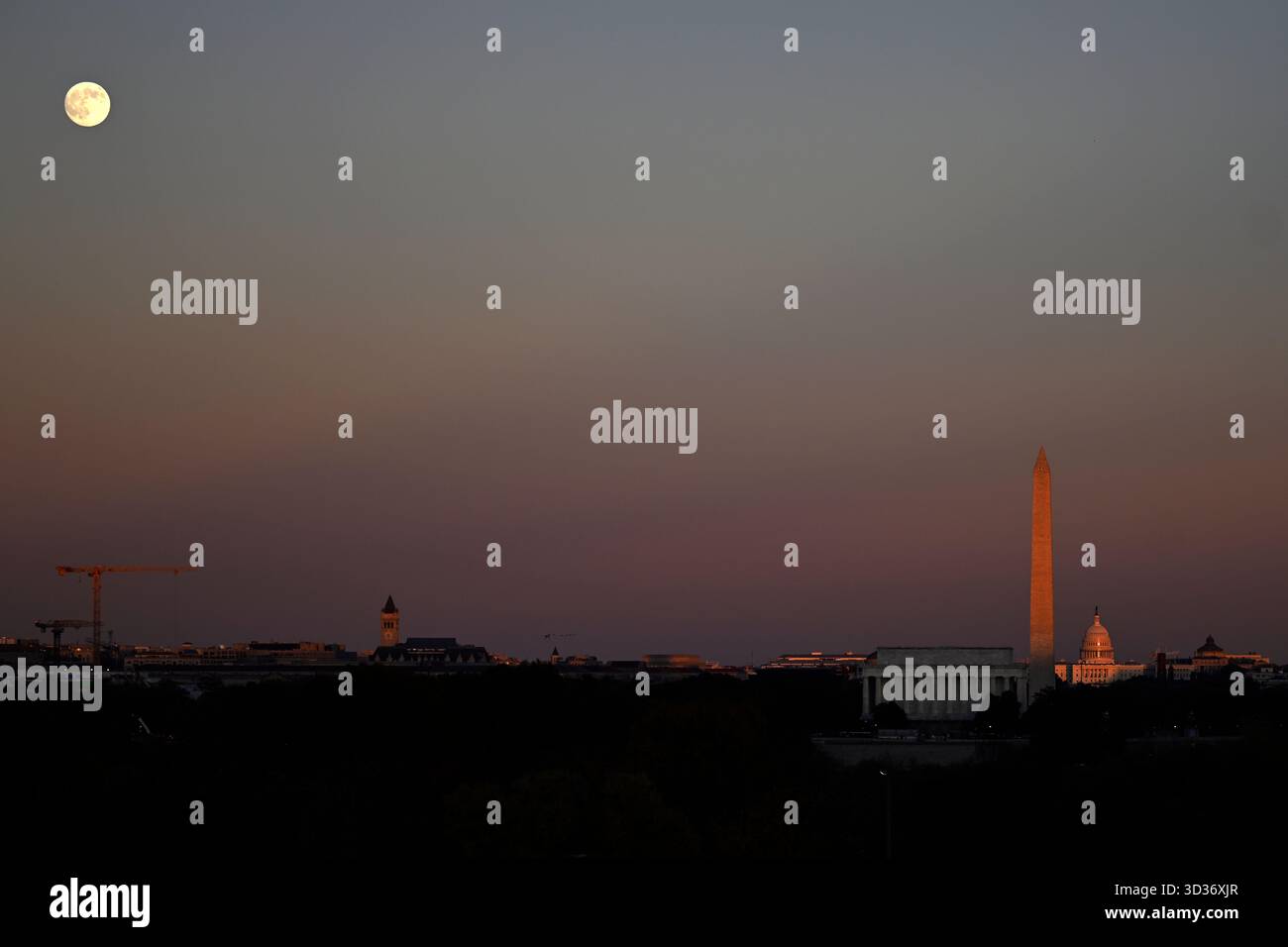 A super moon rises over Washington, Tuesday, Nov. 4, 2025. (AP Photo ...