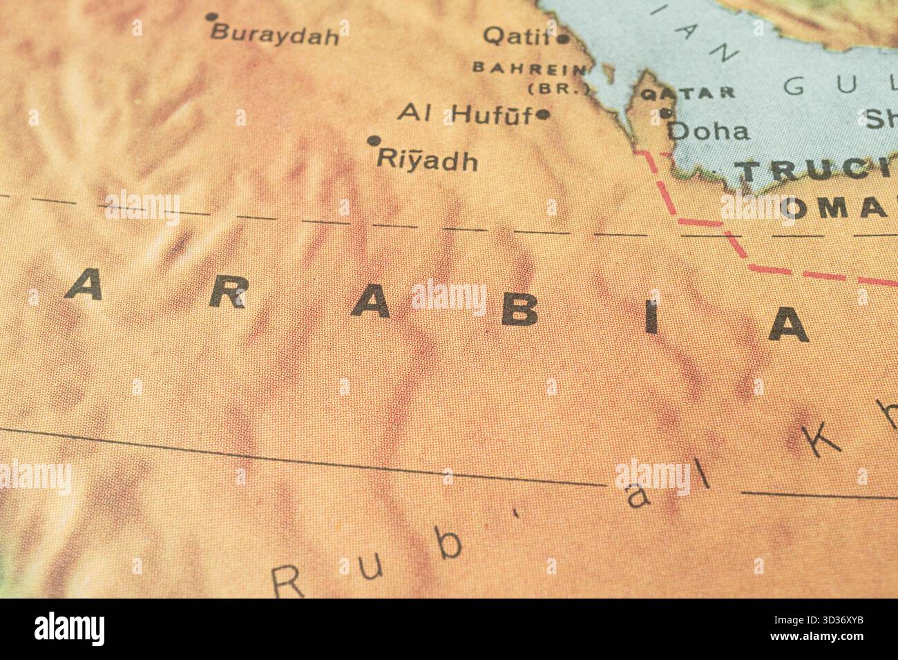 Political world map focuses on Arabian Peninsula, labeled as Arabia The ...