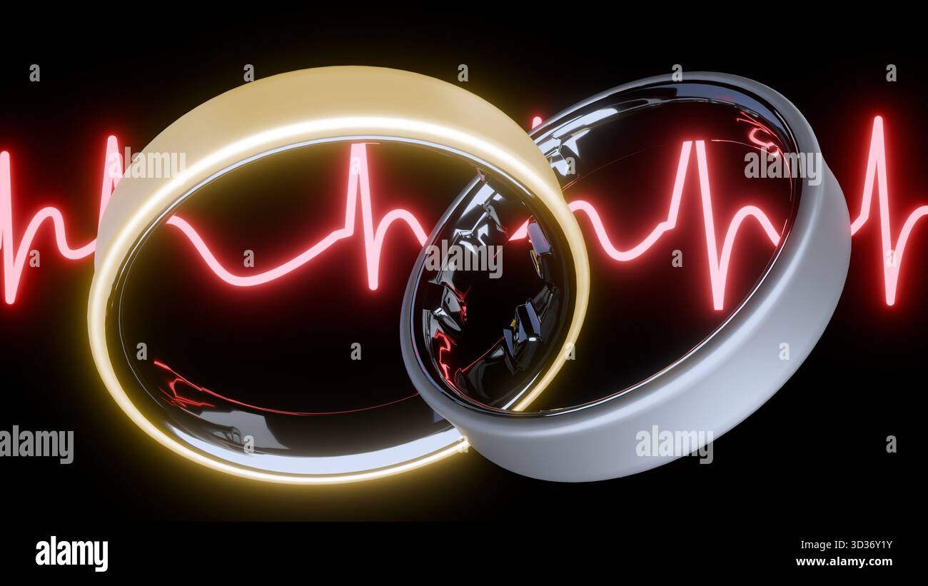3d illustration of smart ring and heart rate, showing modern technology ...