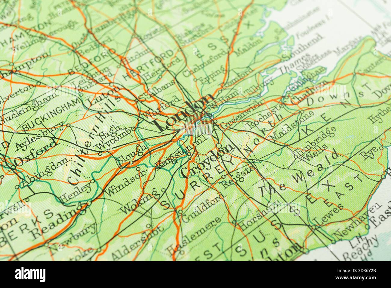 topographic map, showing roads, railways, rivers, place names around ...