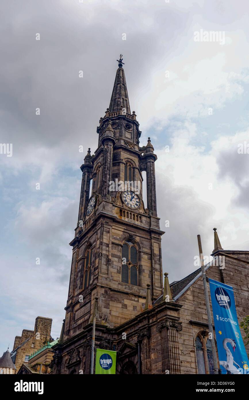 EDINBURGH, SCOTLAND - Aug 22, 2024: The historic Tron Kirk clock tower ...