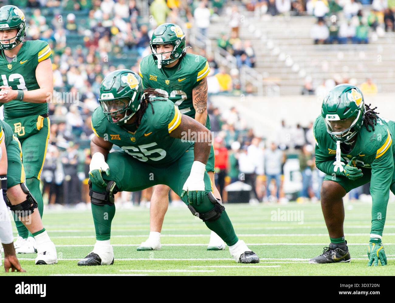 November 01, 2025 Baylor Bears offensive lineman Sean Thompkins (65 ...