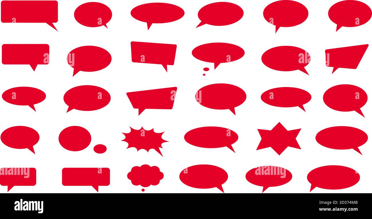 Red comic speech bubbles vector set isolated on white background Stock ...