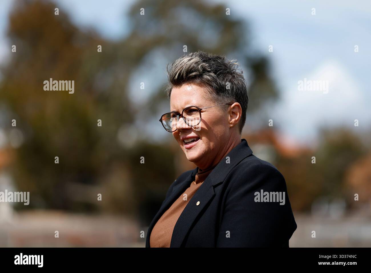 Bec Goddard speaks during the 2025 AFLW Finals Series launch at ...