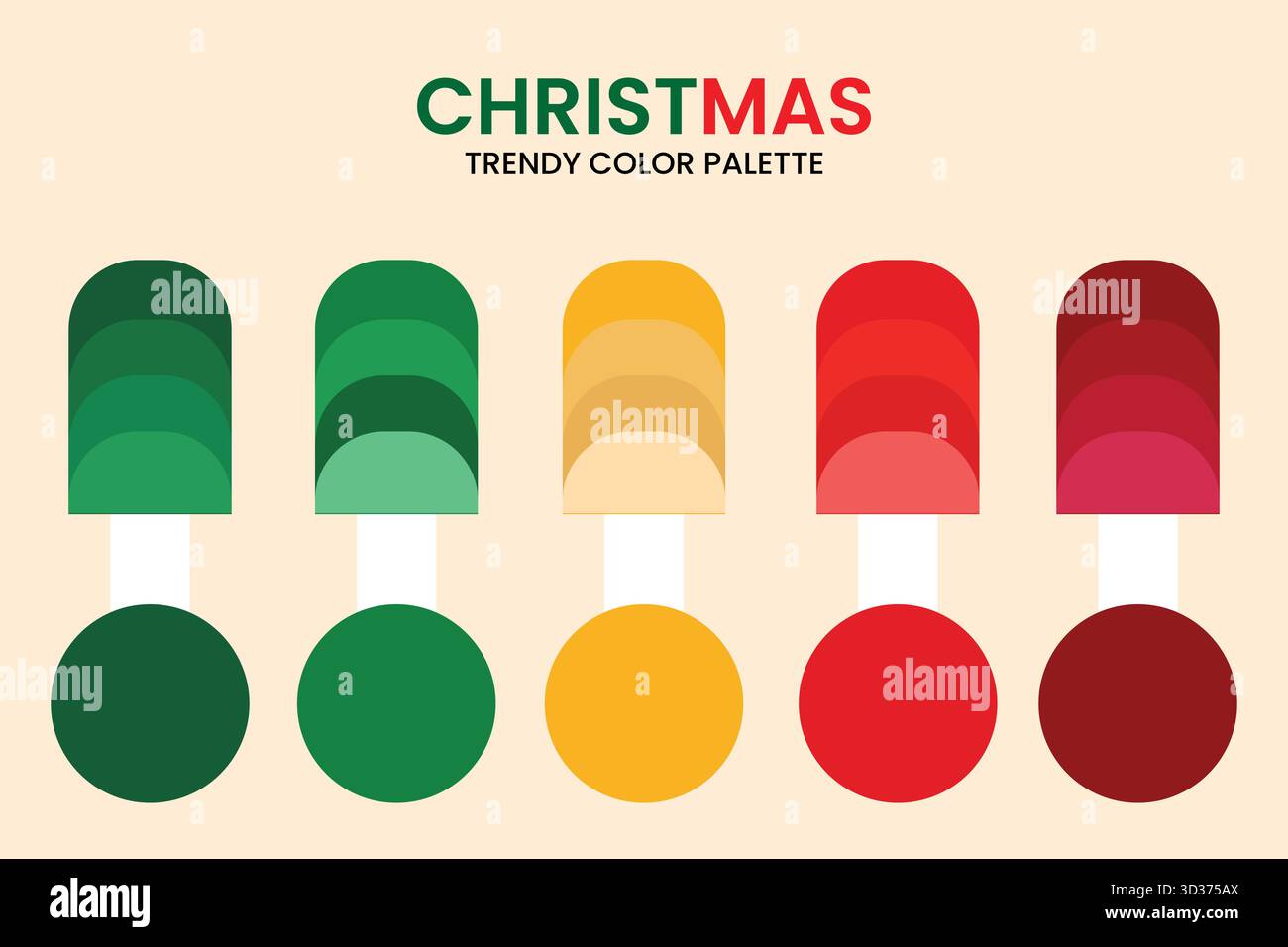 Christmas themed color palette with red, green, and gold tones Stock ...