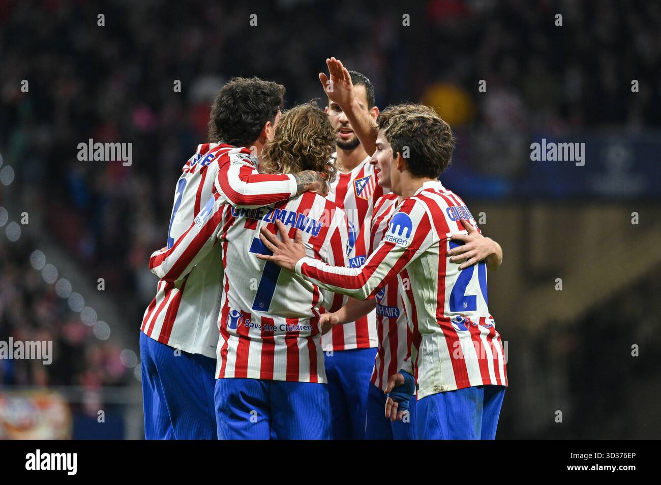 Players of Atletico de Madrid celebrate a goal during the UEFA ...