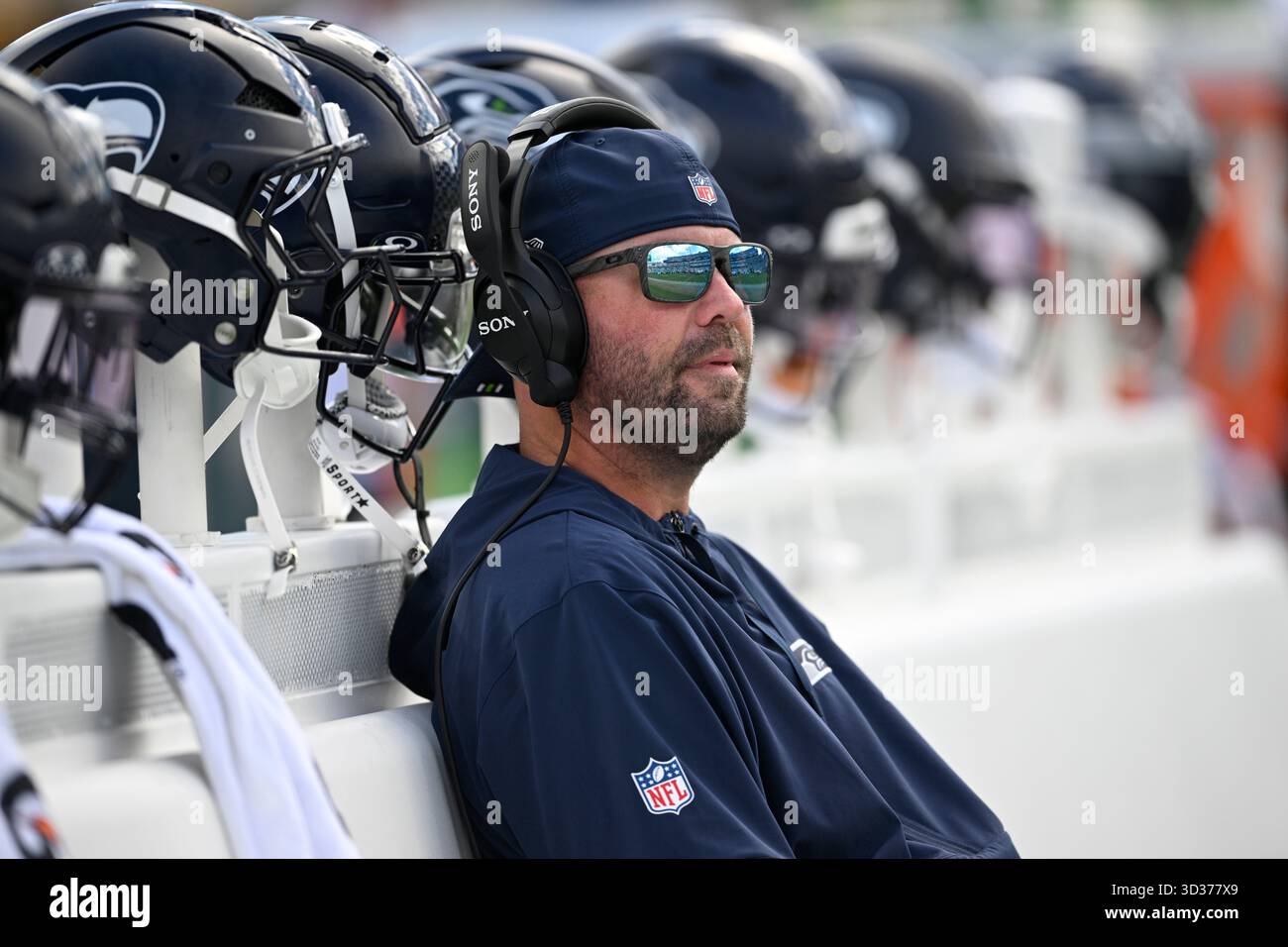 Seattle Seahawks assistant special teams coach Devin Fitzsimmons looks ...