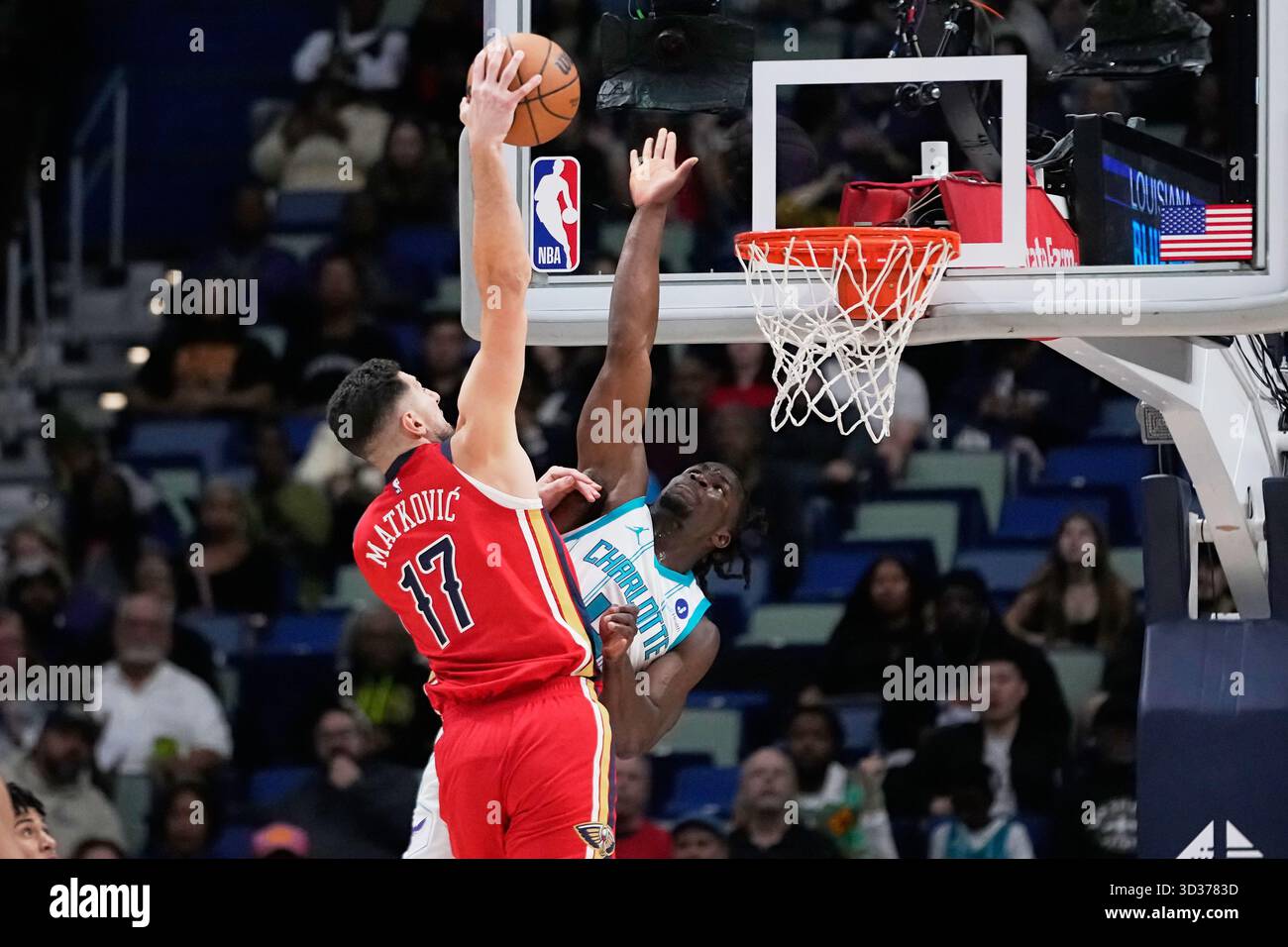 New Orleans Pelicans forward Karlo Matkovic slam dunks against ...