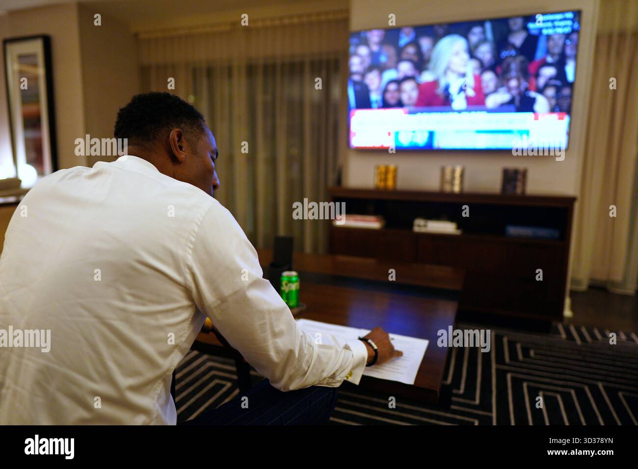 Atlanta Mayor Andre Dickens works on his speech for an election night ...