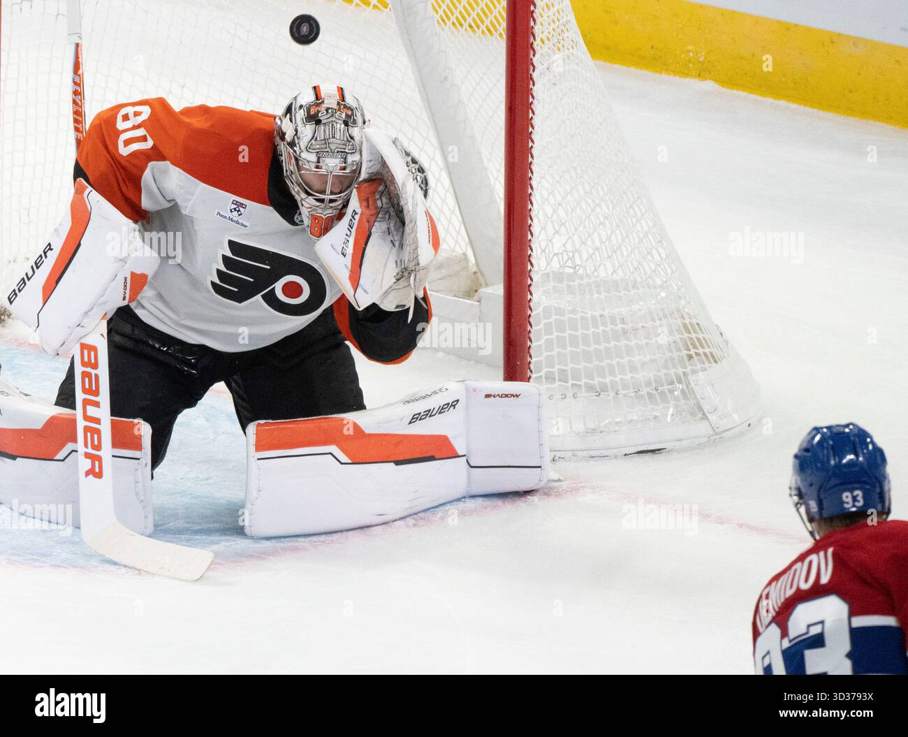 Montreal Canadiens' Ivan Demidov (93) scores on Philadelphia Flyers ...