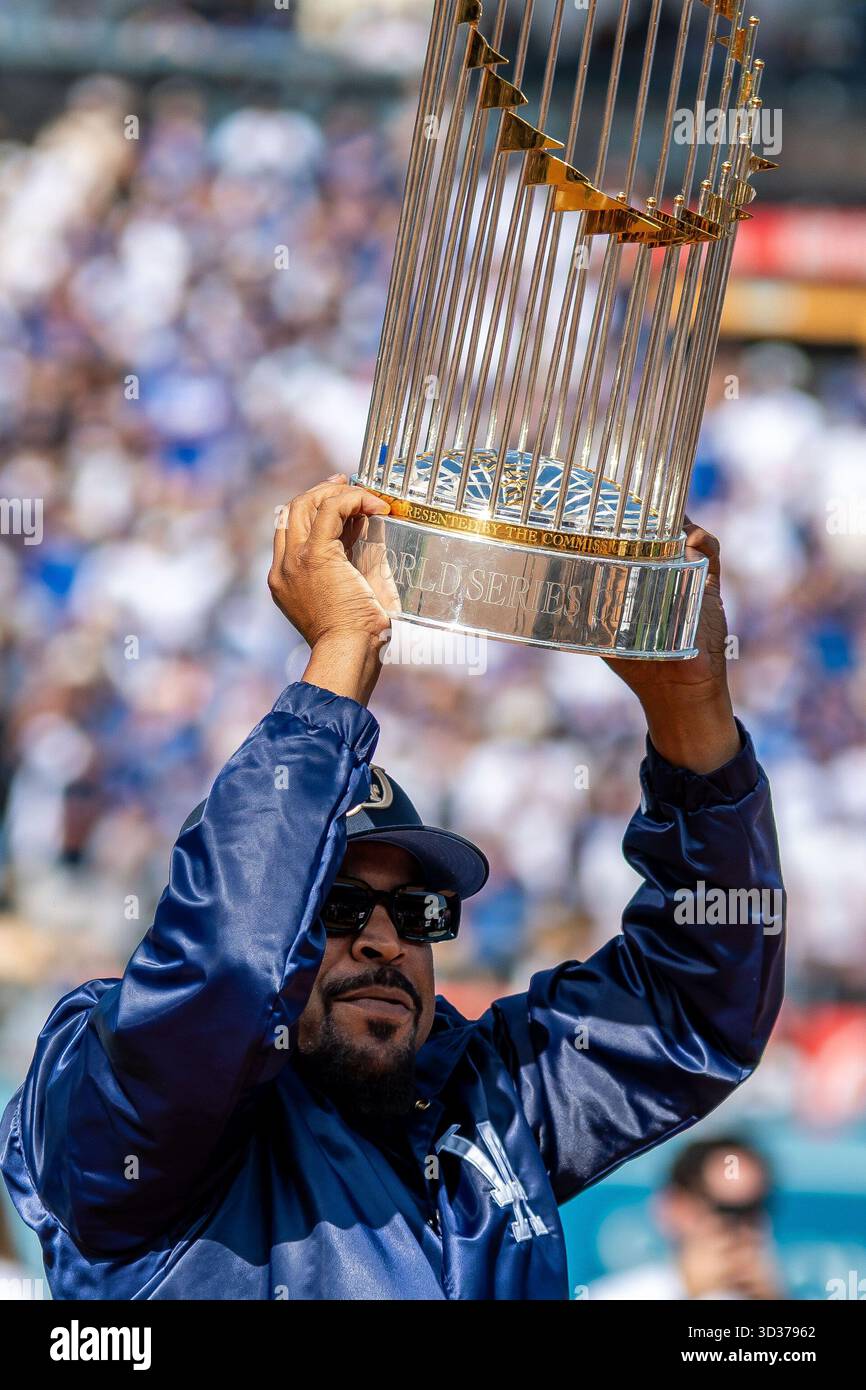 American rapper and songwriter Ice Cube at the Los Angeles Dodgers ...