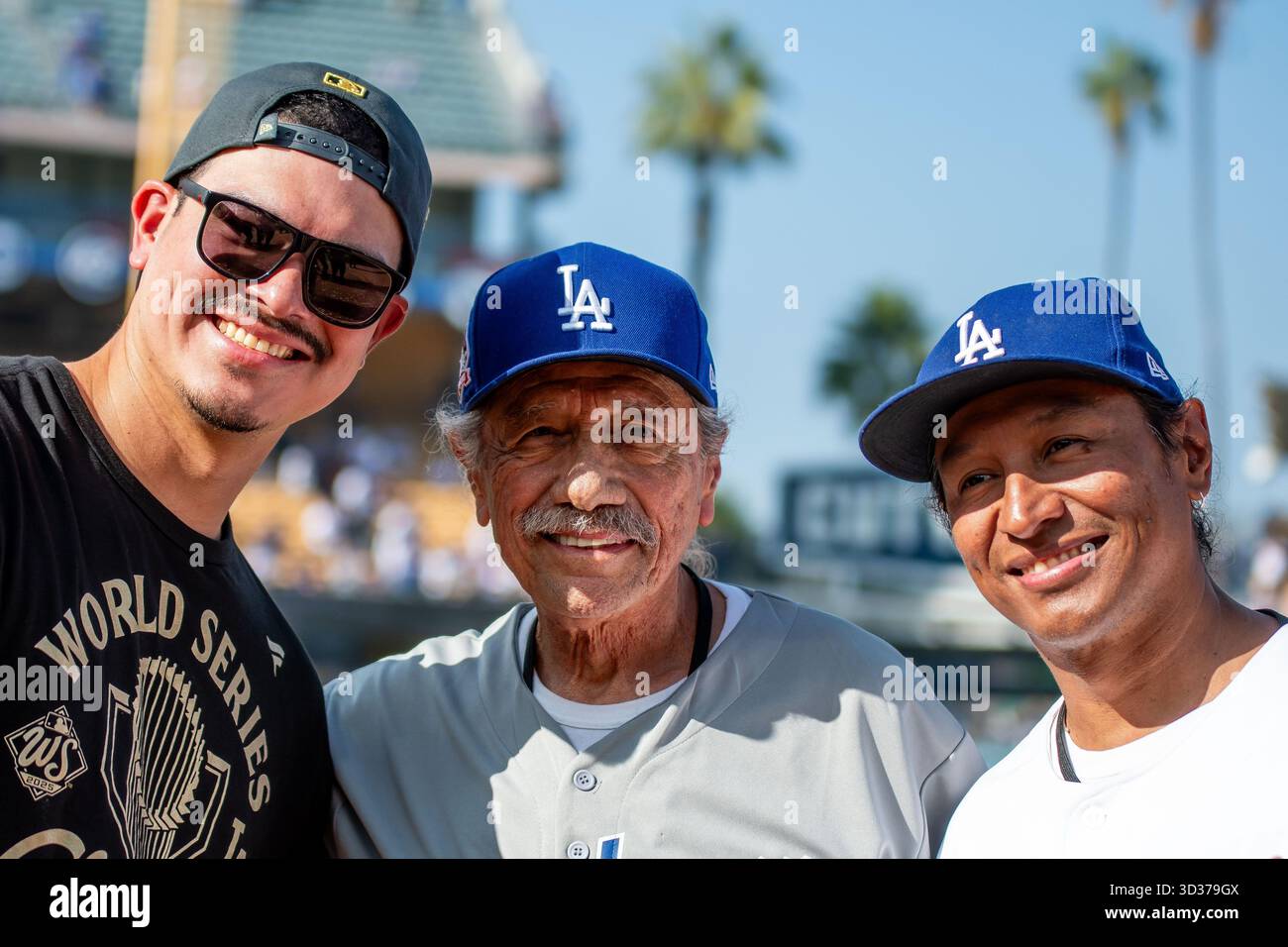 Los Angeles Dodgers pitcher Anthony Banda (43) with Actor Edward James ...