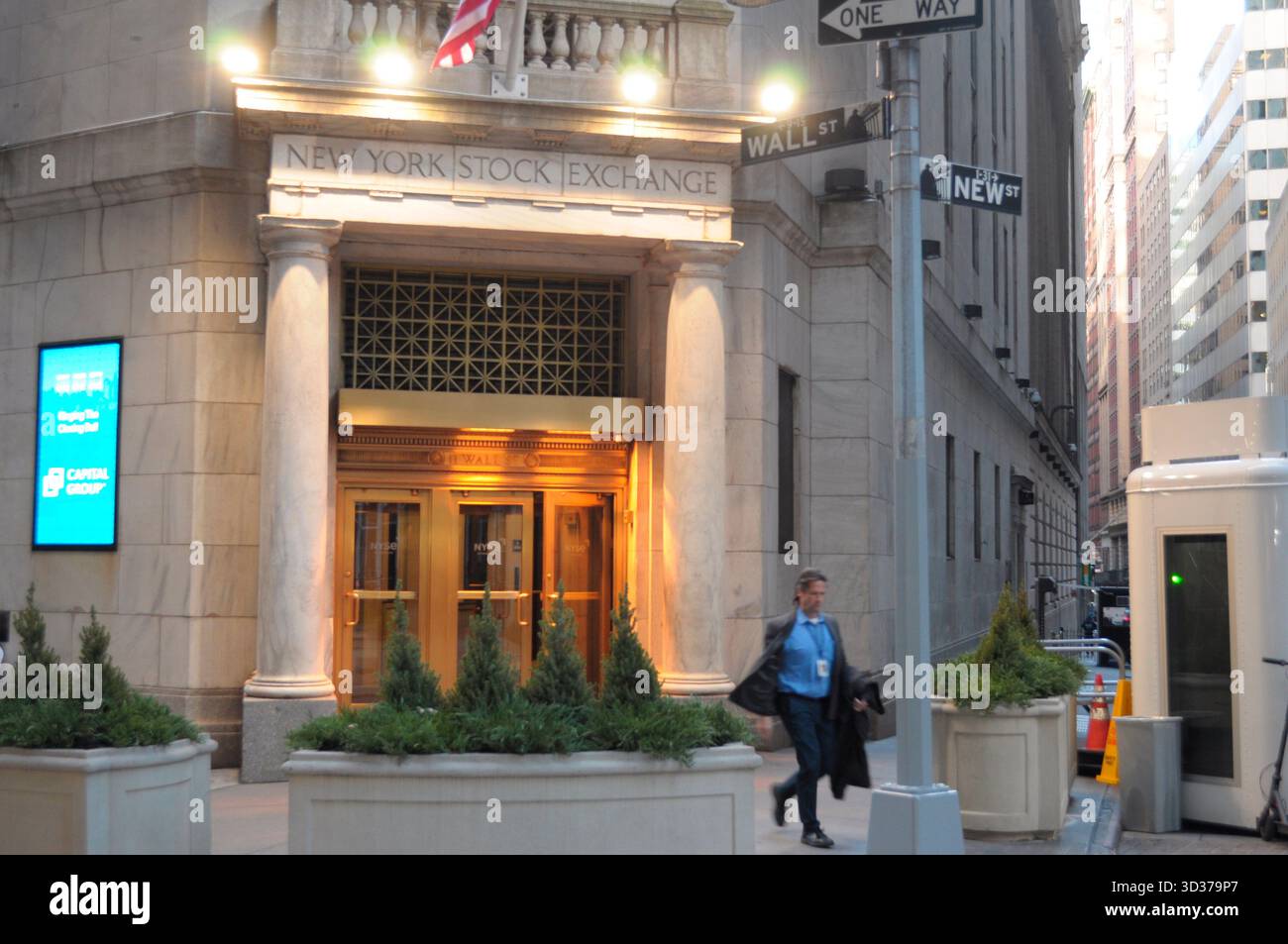 A person exits the New York Stock Exchange in the Financial District in ...