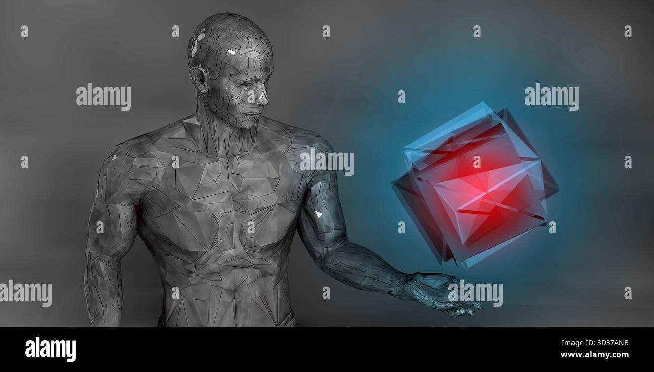Abandoned Technology Concept Portrayed Through Mesh Human Examining ...