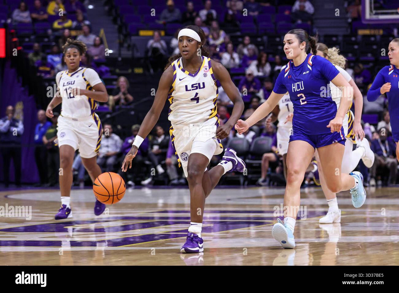 November 04, 2025: LSU's Flau'Jae Johnson (4) dribbles to the basket ...