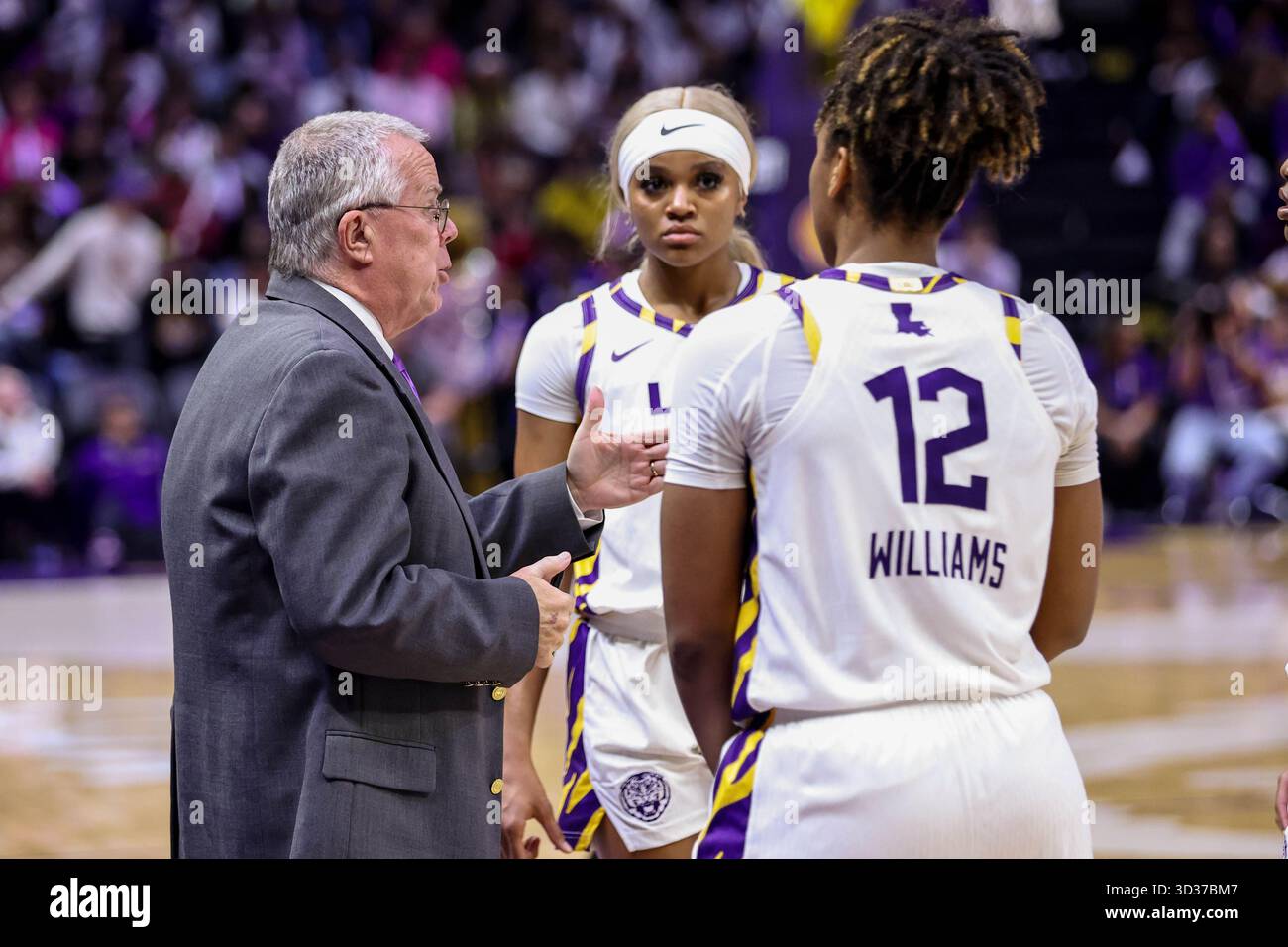 November 04, 2025: LSU Associate Head Coach Bob Starkey talks to ...
