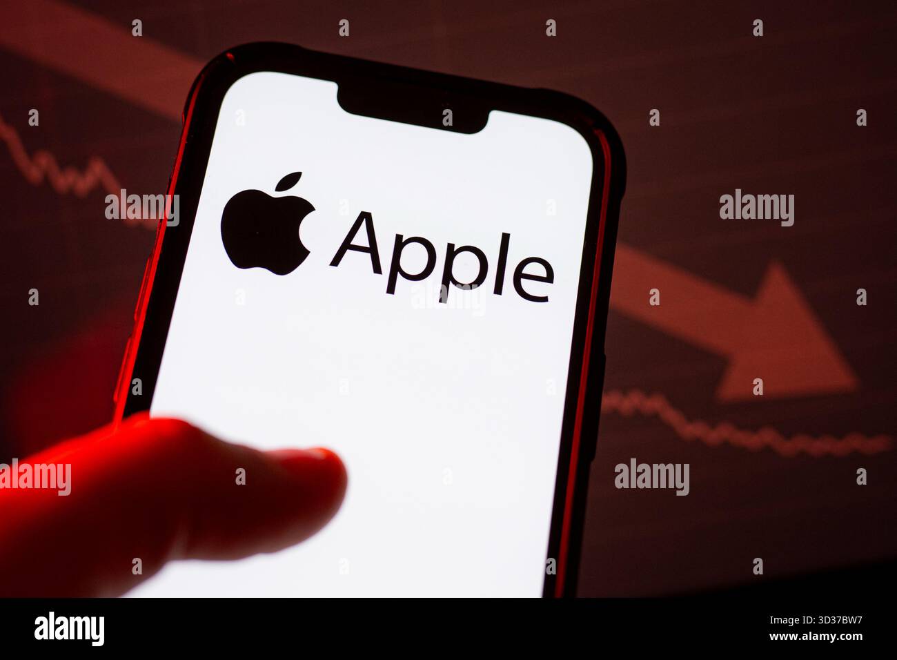 In this photo illustration, an Apple logo is seen displayed on a ...
