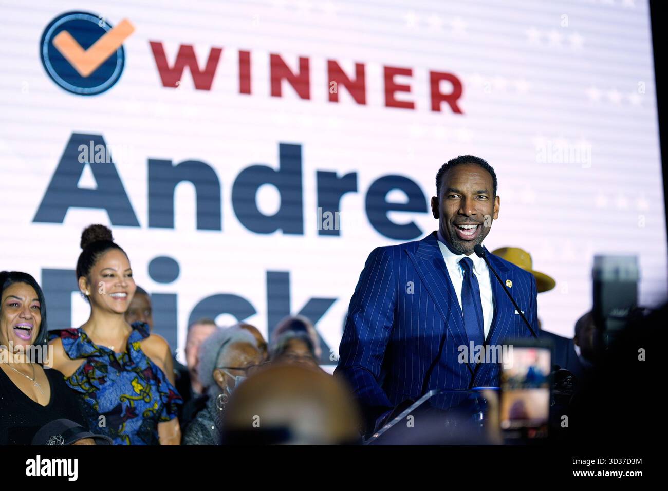 Atlanta Mayor Andre Dickens speaks during an election night watch party ...