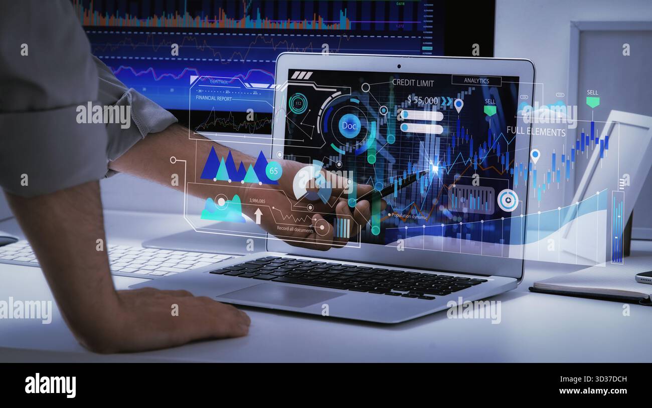 Virtual screen diagrams man hi-res stock photography and images - Alamy