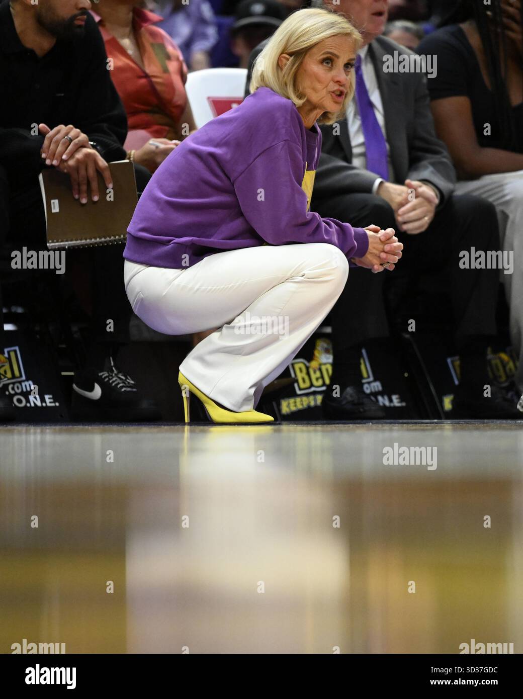 LSU's head coach Kim Mulkey against Houston Christian in the second ...
