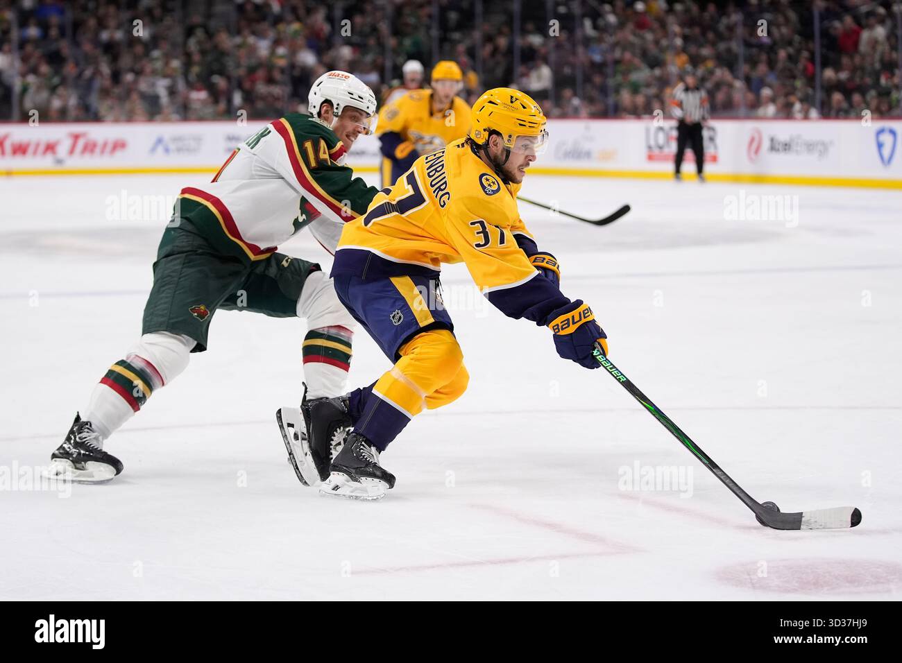Nashville Predators defenseman Nick Blankenburg (37) skates with the ...