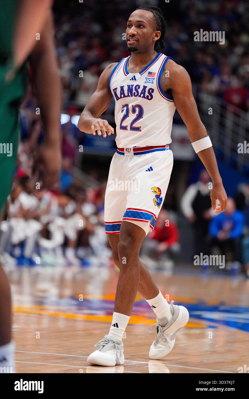 Kansas guard Darryn Peterson during the first half of an NCAA college ...