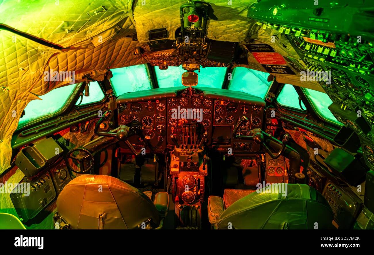 Intensely Lit Cockpit of a Historic de Havilland Comet 2 Jet Airliner ...