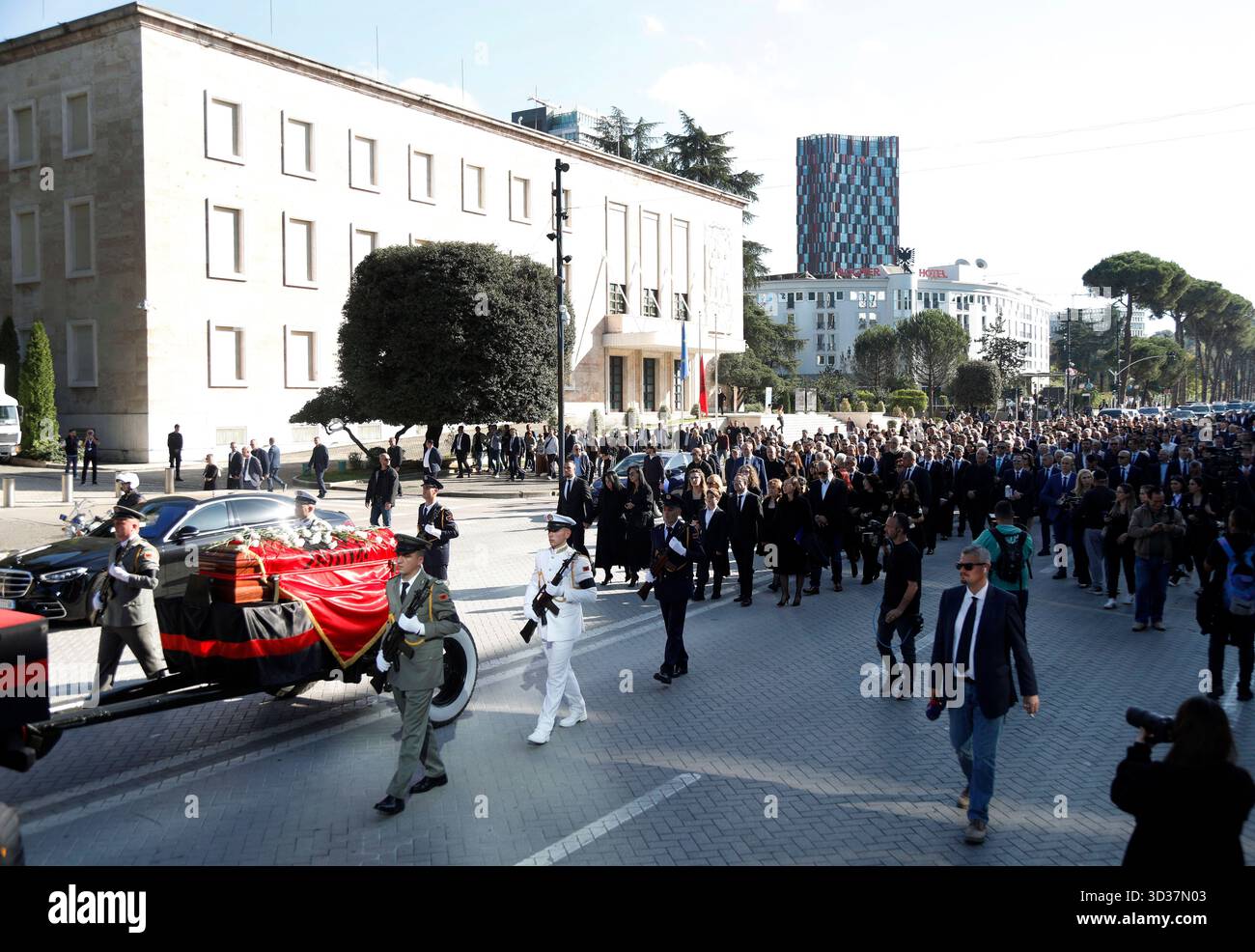 State ceremony for the late former Albanian PM Fatos Nano in Tirana ...
